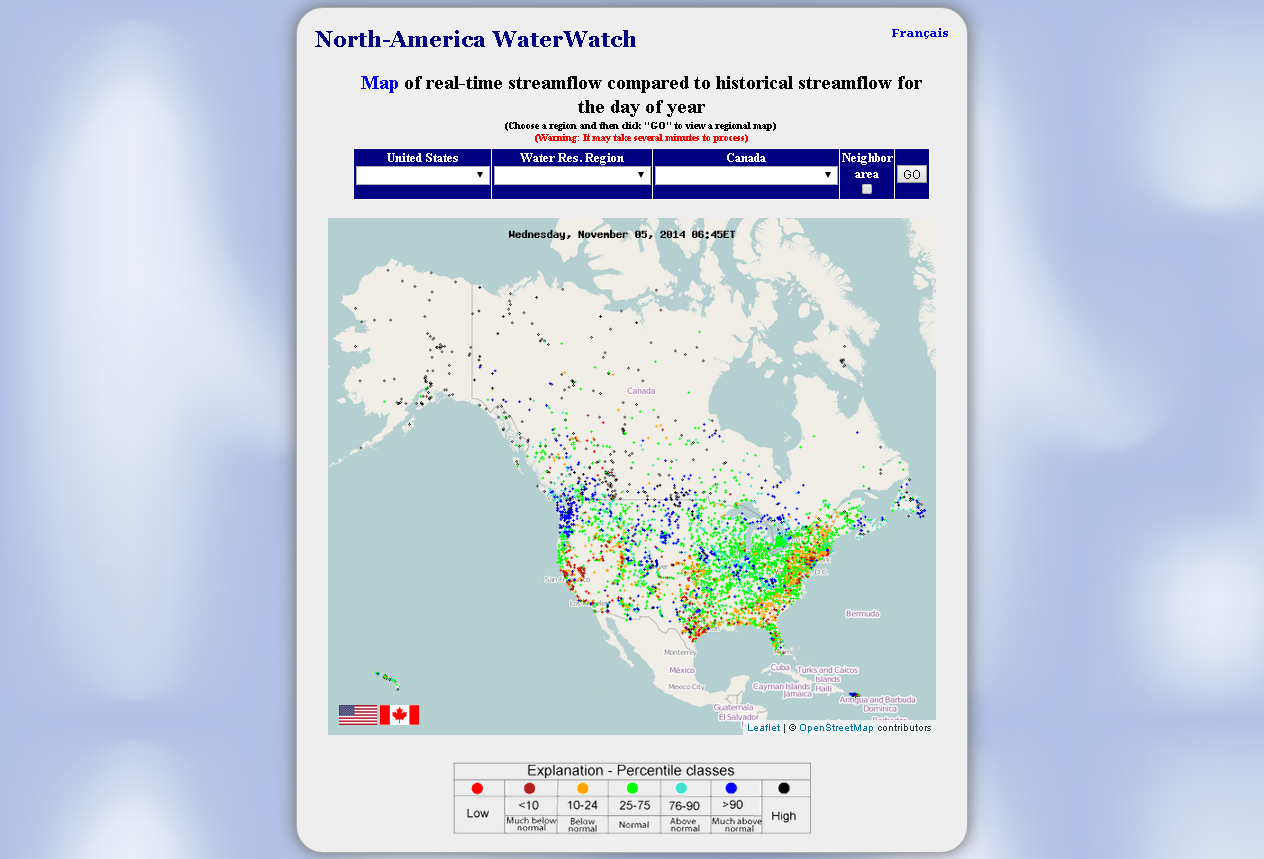 Online portal highlighting streamflow conditions in North America ...