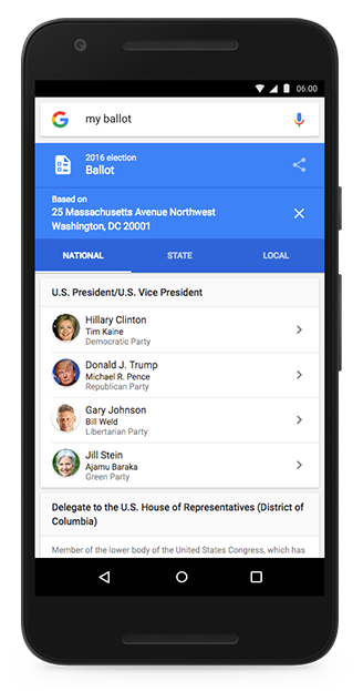 Google tells where to vote and how