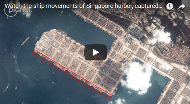Watch the ship movements of Singapore harbor, captured by Planet’s dove
