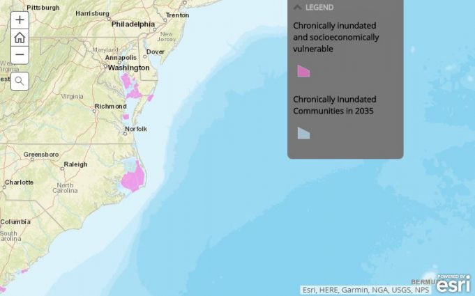 This interactive map highlights the effects of sea level rising