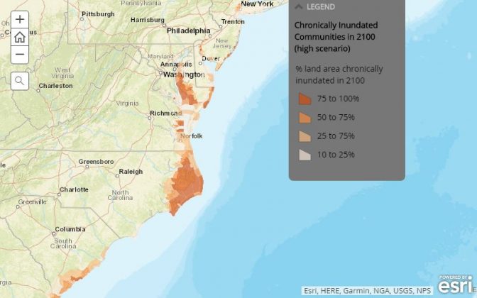 This interactive map highlights the effects of sea level rising