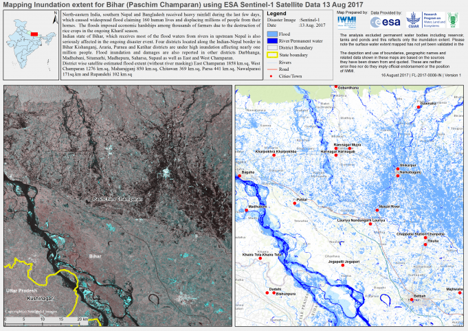 Rapid emergency response maps for Bihar, Assam floods
