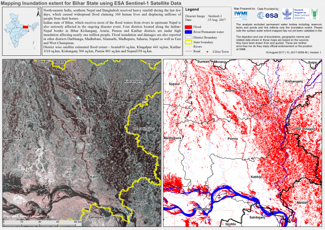 Rapid emergency response maps for Bihar, Assam floods