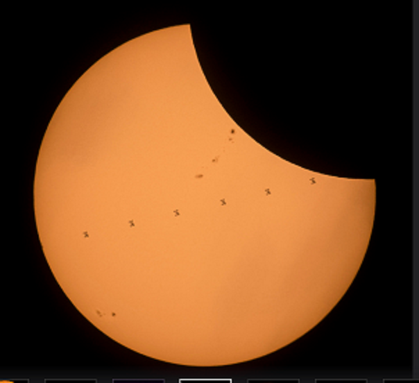 NASA astronauts at ISS get captured on camera on the day of total solar ...