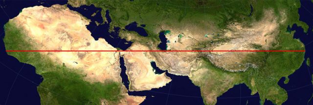 map shows the longest straight land path on Earth