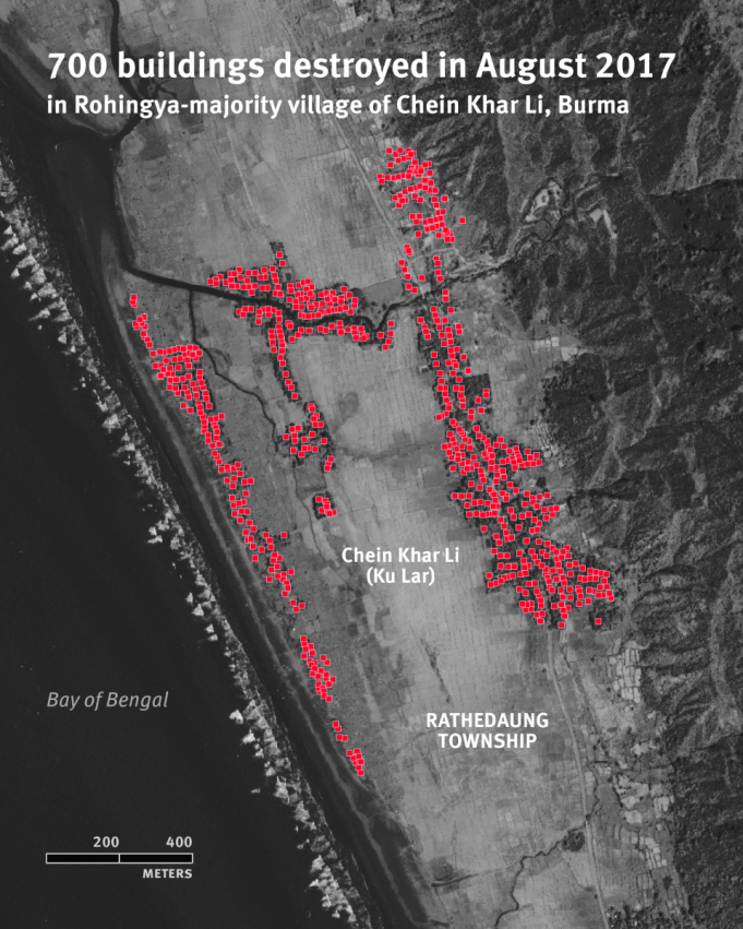 Satellite Imagery shows destruction of Rohingyas of Myanmar