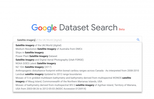 Google Data Search - A new way to search for maps, satellite imagery