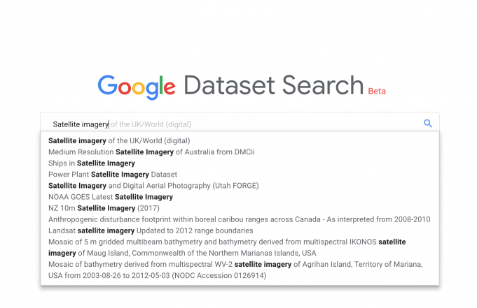 Google Data Search - A new way to search for maps, satellite imagery