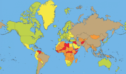 Interactive Map shows the magnitude of medical risk in countries.