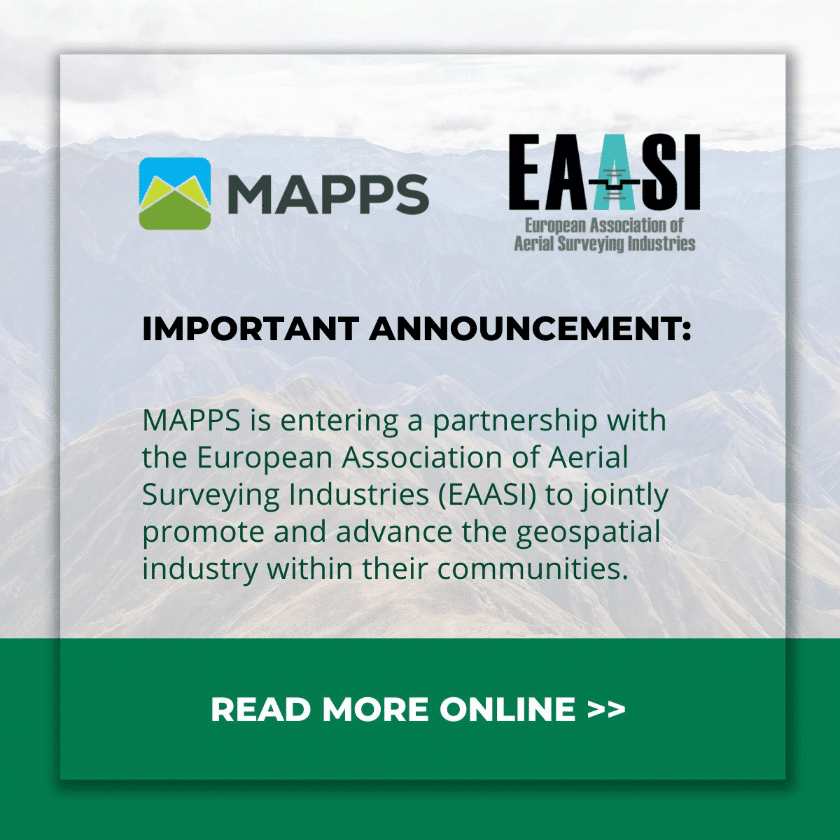 EAASI and MAPPS Announce Partnership to Promote Geospatial Industry