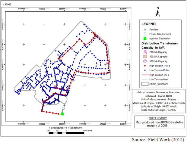 Geospatial modeling of electricity distribution network